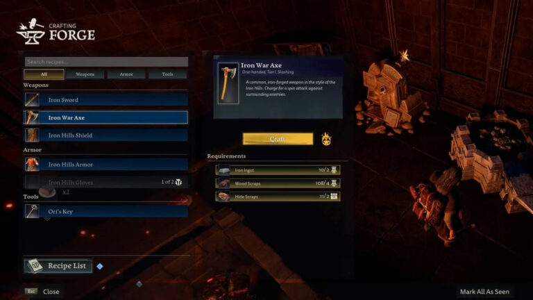 Return to Moria Crafting List: All Recipes & How to Unlock - We Game Daily